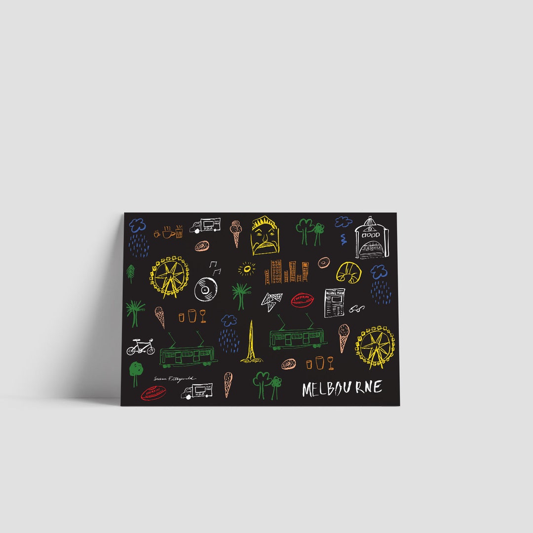 Melbourne Postcard. Illustrated Card That is Recycled, Ecofriendly and ...