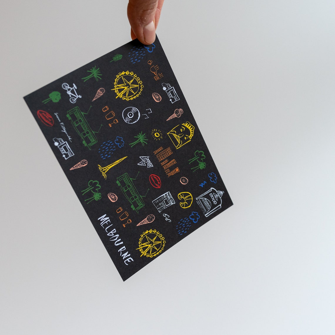 Melbourne Postcard. Illustrated Card That is Recycled, Ecofriendly and ...