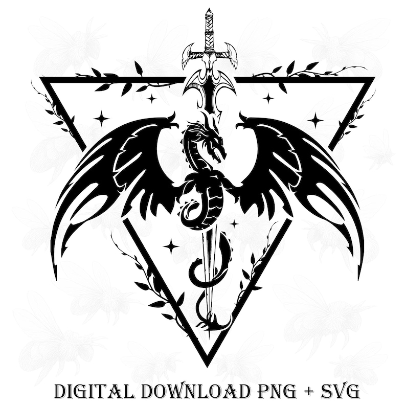 Sword and Dragons PNG SVG, Dragon Svg, Flying Dragon Png, Mystical Png ...