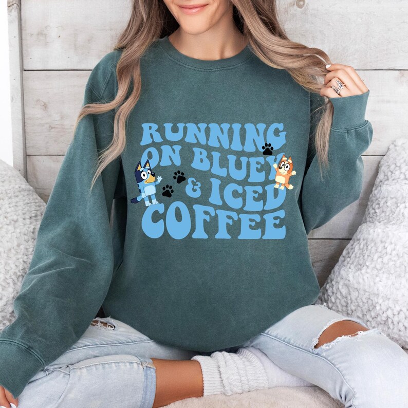 Running on Bluey and Iced Coffee PNG, Bluey Mom Png, Bluey Friends ...