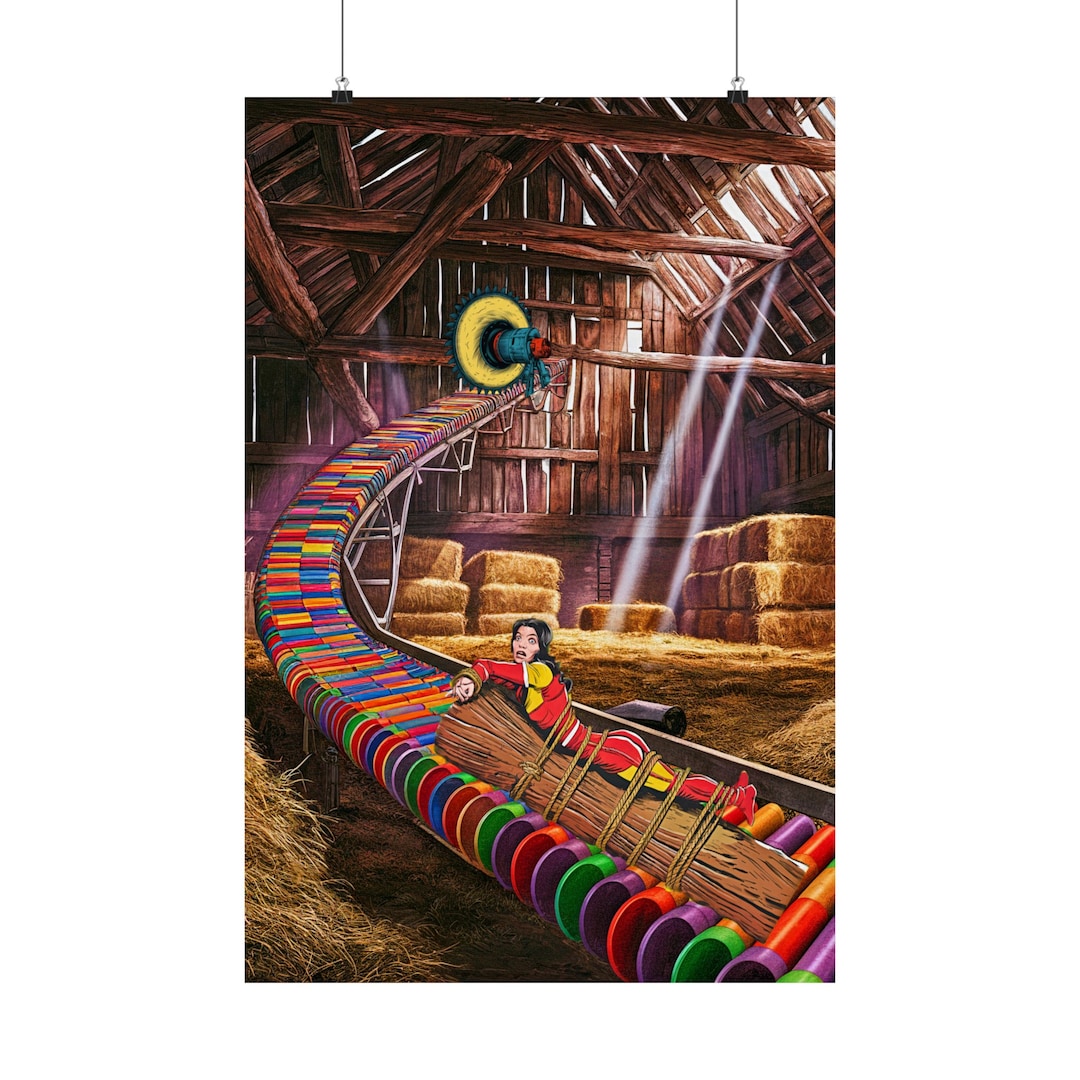 Art Poster: "buzz Saw Peril" (bondage Art, Rope Restraint, Damsel in ...