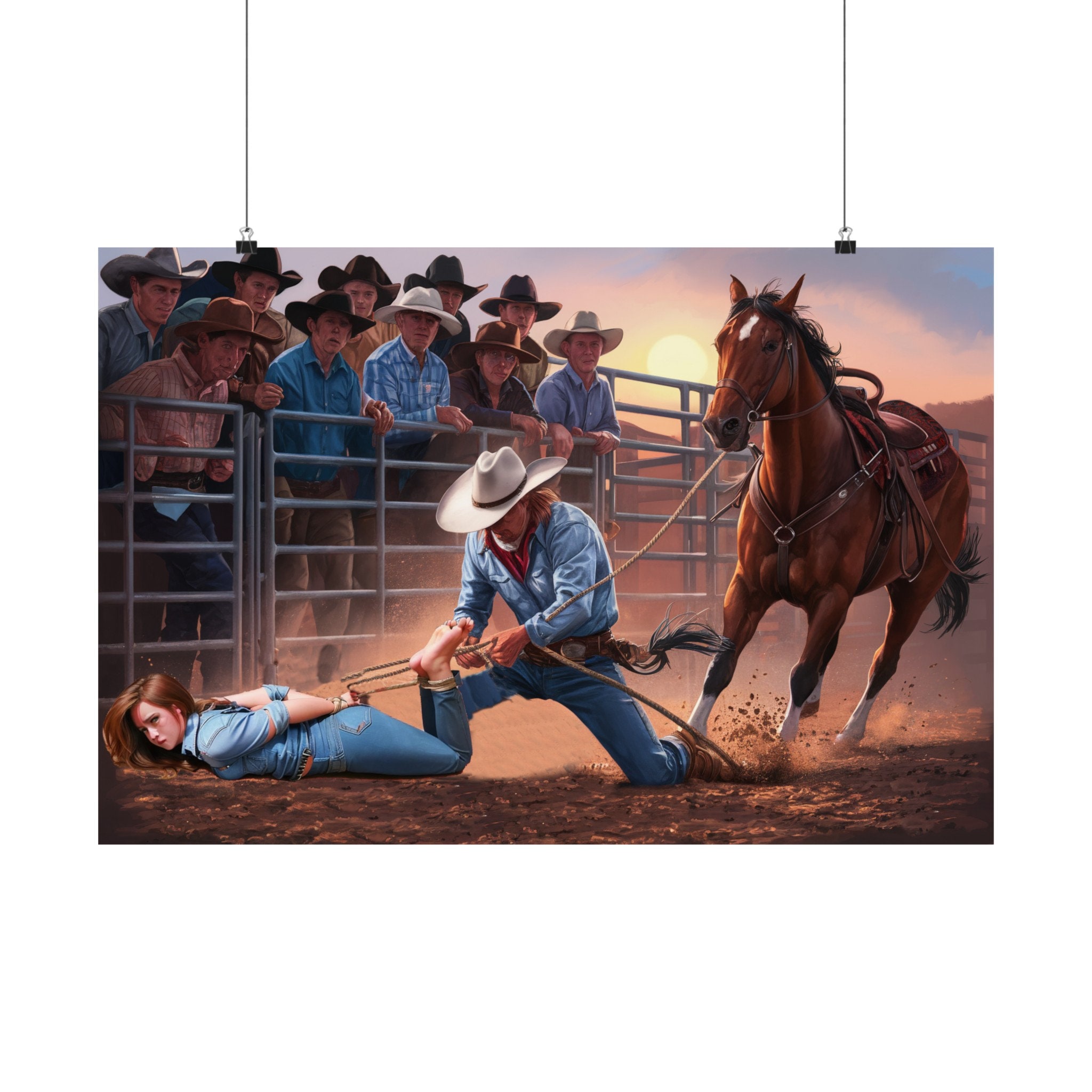 Art Poster: "rodeo" (bondage Art, Rope Restraint, Hogtie Drawing, Kinky ...