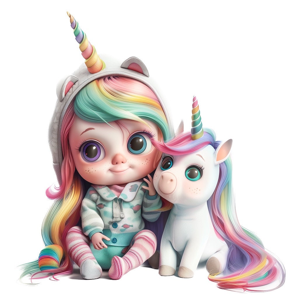 10 PNG Baby Unicorn Clipart, Stickers, Beautiful Color, Superb Quality ...