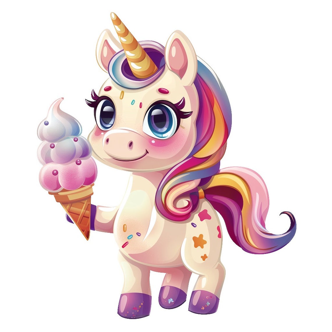 10 PNG Baby Unicorn Clipart, Stickers, Beautiful Color, Superb Quality ...