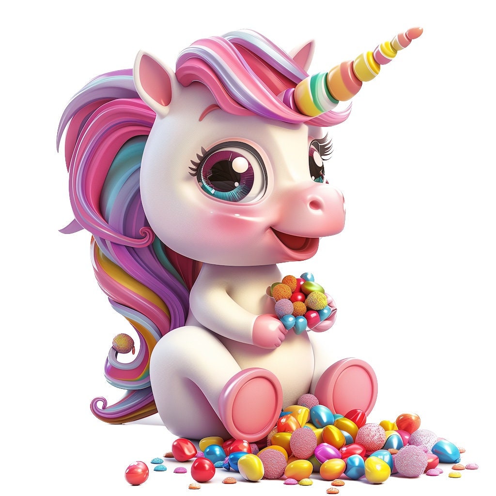 10 PNG Baby Unicorn Clipart, Stickers, Beautiful Color, Superb Quality ...