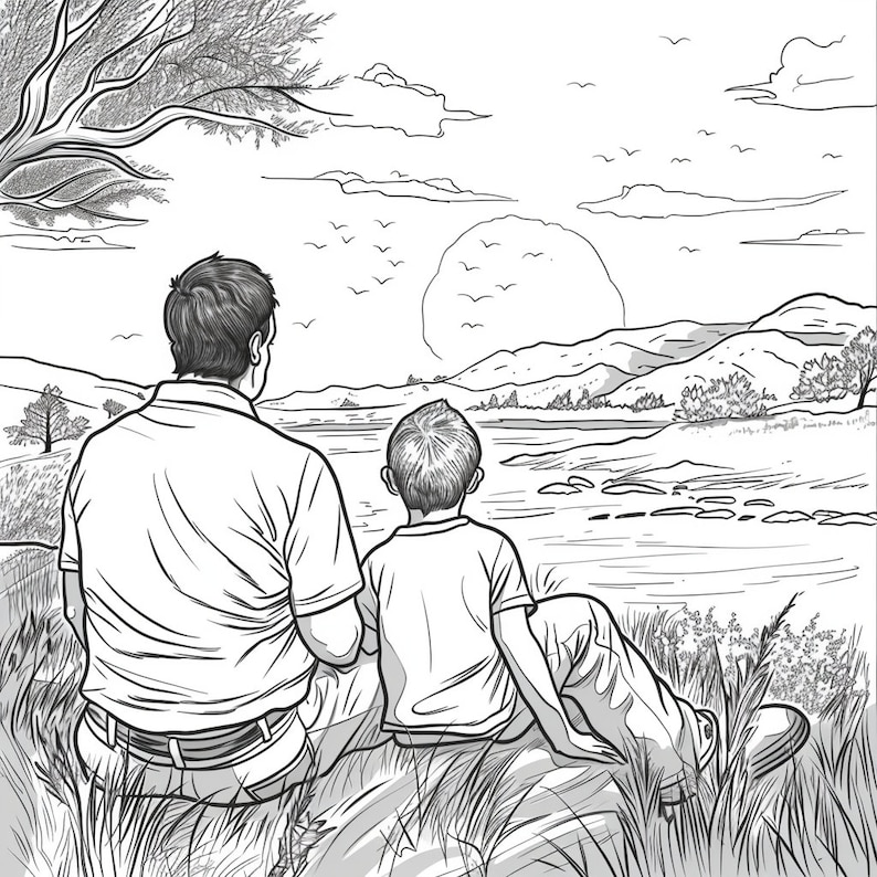Bundle Pack of 12 Color Book Page Design for Father's Day. Print and ...