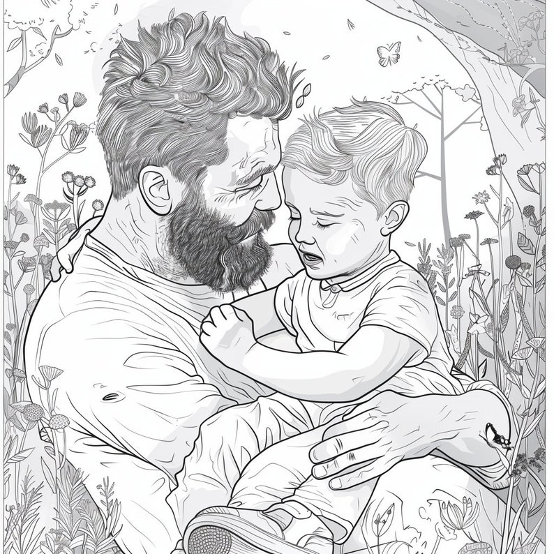 Bundle Pack of 12 Color Book Page Design for Father's Day. Print and ...