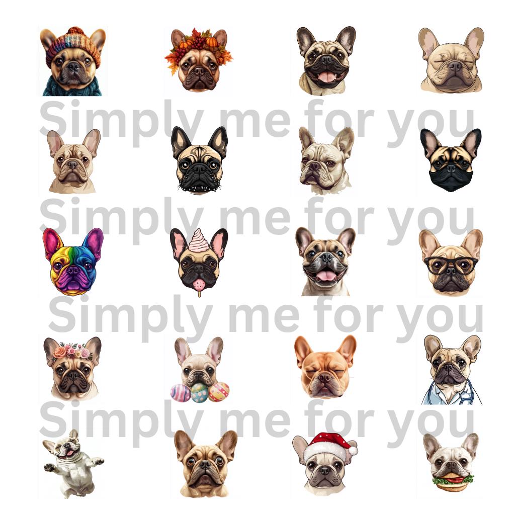 Bundle of 20 French Bulldog Emoji Clipart Commercial & Private Use ...