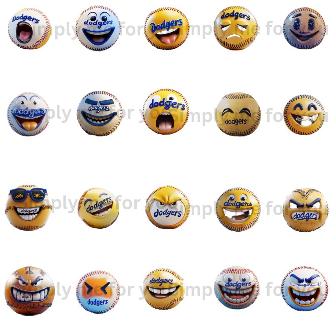 Bundle of 20 3D Dodgers Ball Emoji Clipart Commercial & Private Use ...