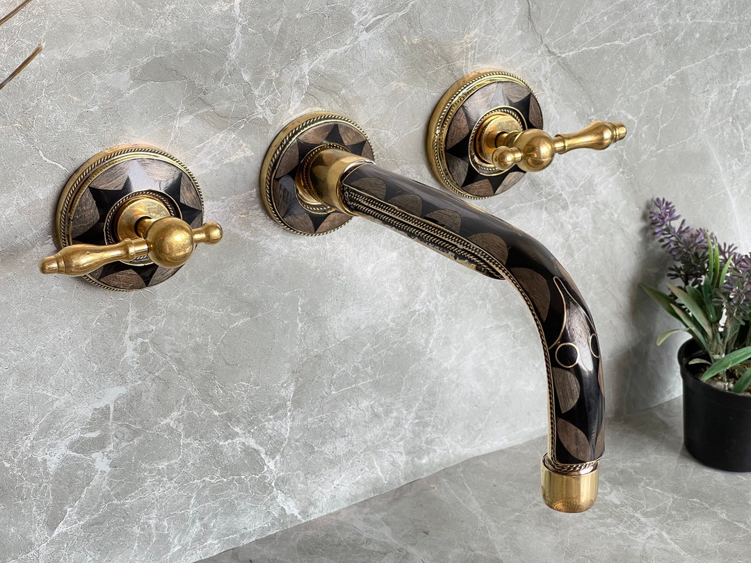 Vintage Faucet, Brass Kitchen Faucet, Gold Bathroom Faucet Unlacquered ...