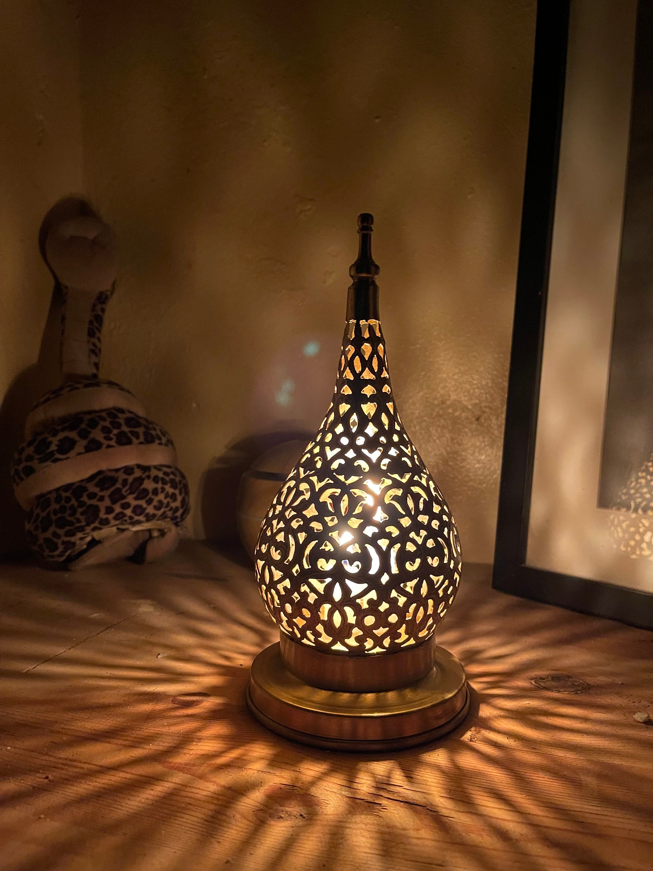 Brass Candle Lamps Holder,moroccan Table Lamp,handmade Lantern, Vintage ...