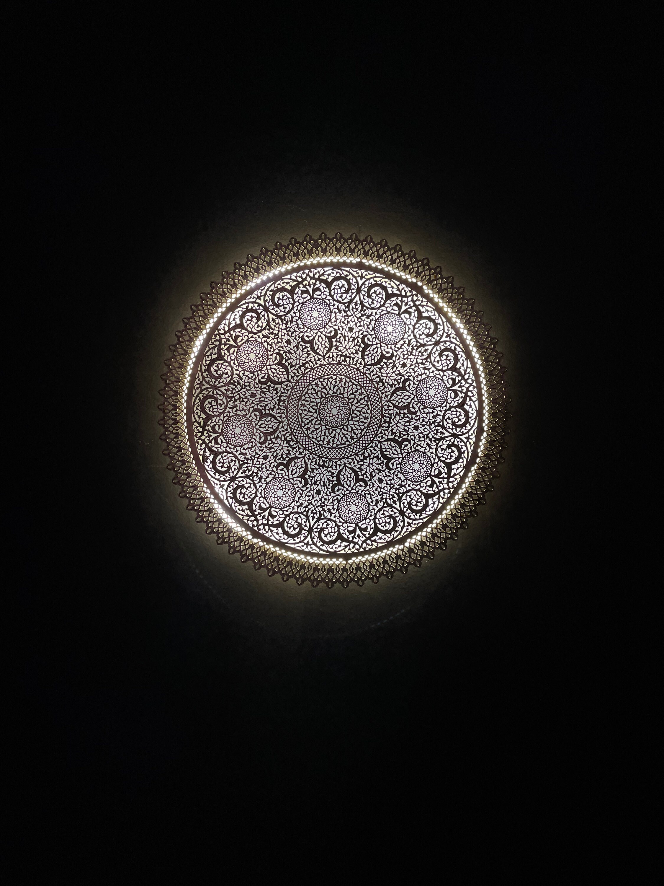 Unique Moroccan Brass Wall Light, Circle-shaped Lamp in Bronze, Silver ...