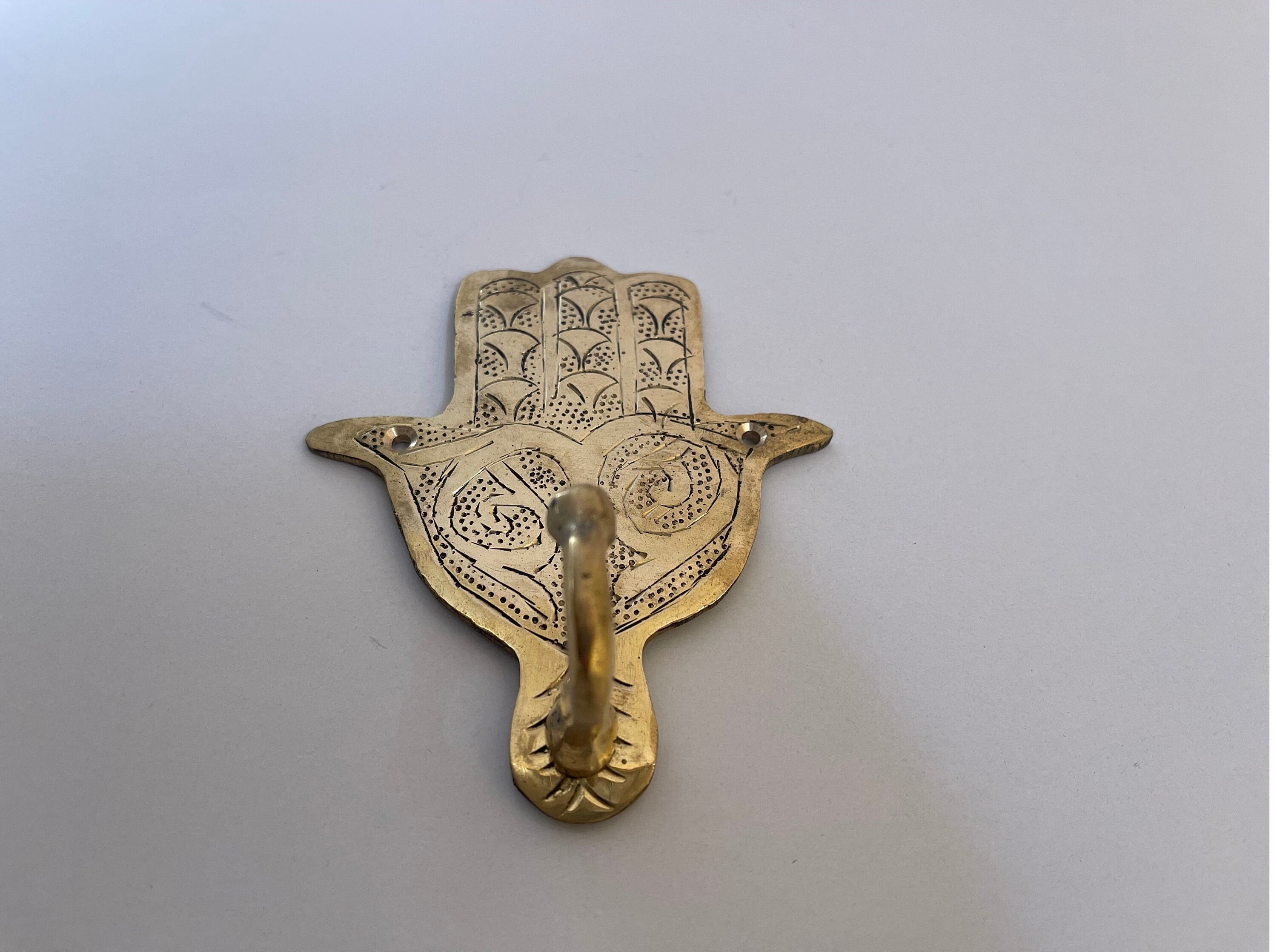 Traditional Moroccan Brass Hamsa Wall Hook | Brass Khmissa - Etsy