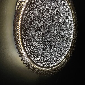 Unique Moroccan Brass Wall Light, Circle-shaped Lamp in Bronze, Silver ...