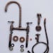 Copper Bridge Faucet Kitchen With Linear Legs, Copper Tap With Sprayer ...