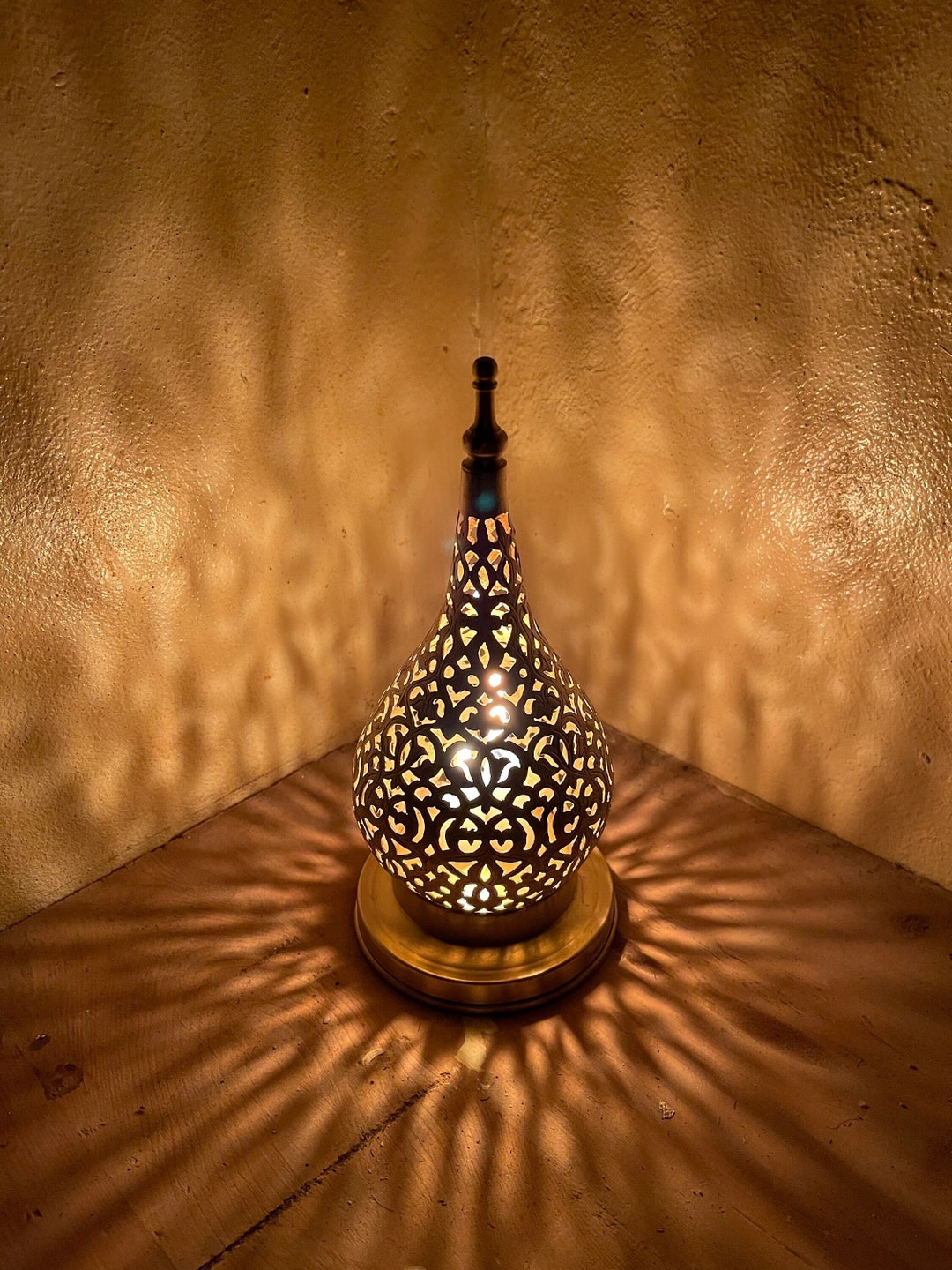 Brass Candle Lamps Holder,moroccan Table Lamp,handmade Lantern, Vintage ...