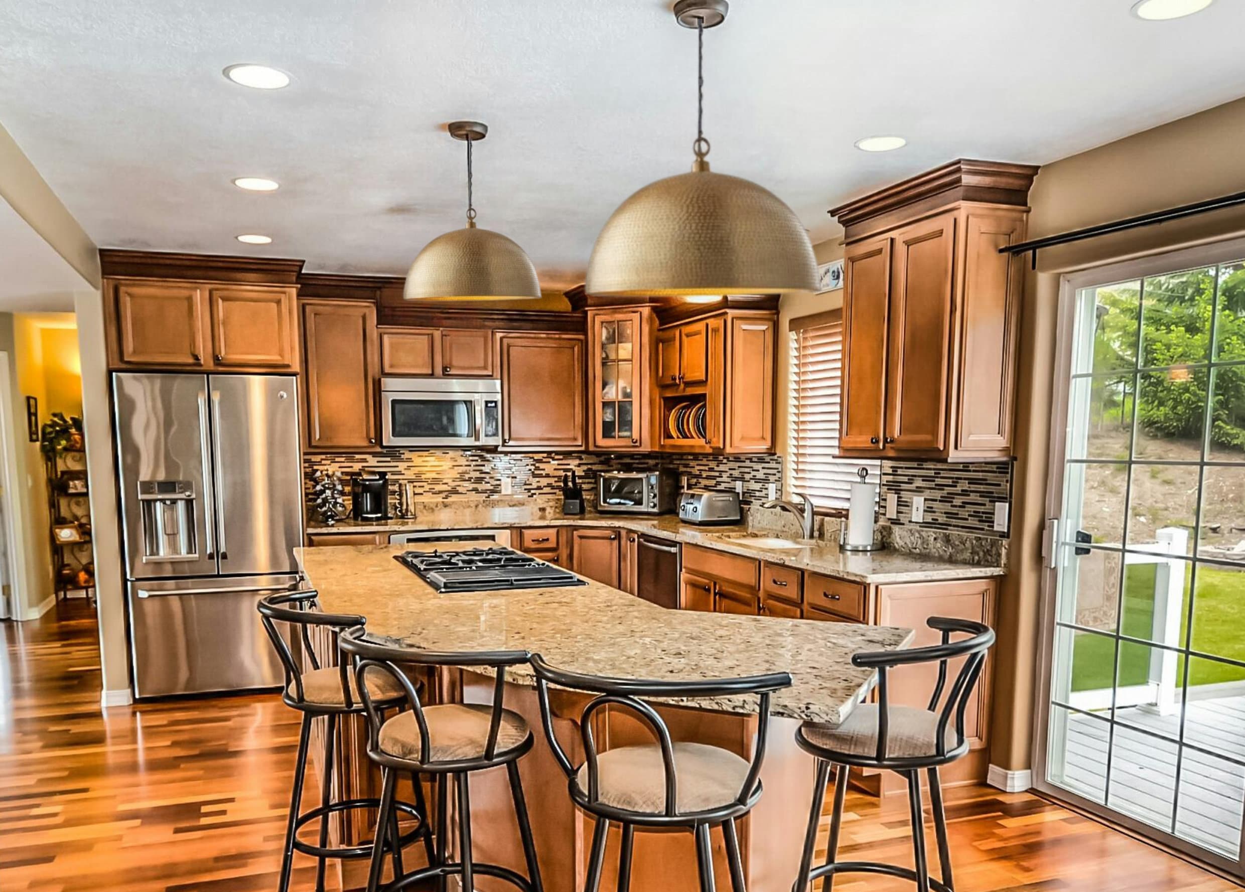SET OF 2 Hammered Brass Dome Light Fixtures, Kitchen Island Pendant ...