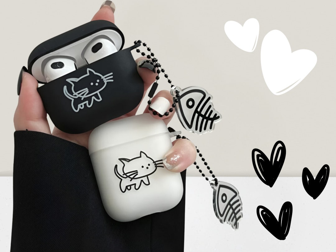 Cute Black White Matte AirPod Case for Airpods, Soft Silicone Cover for ...