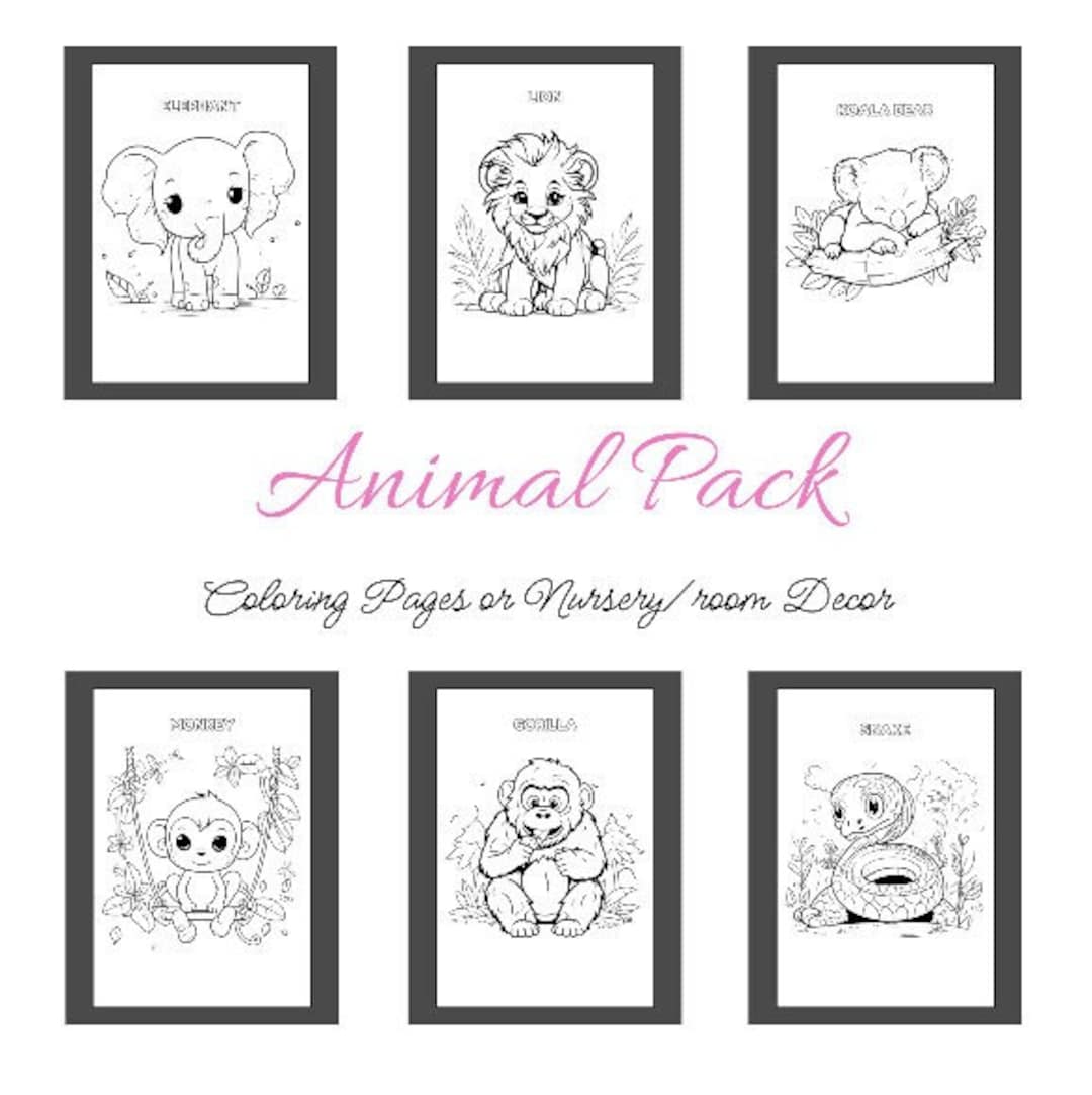 Coloring Sheets; Coloring Pages; Wall Art; Nursery Decorations; Animal ...
