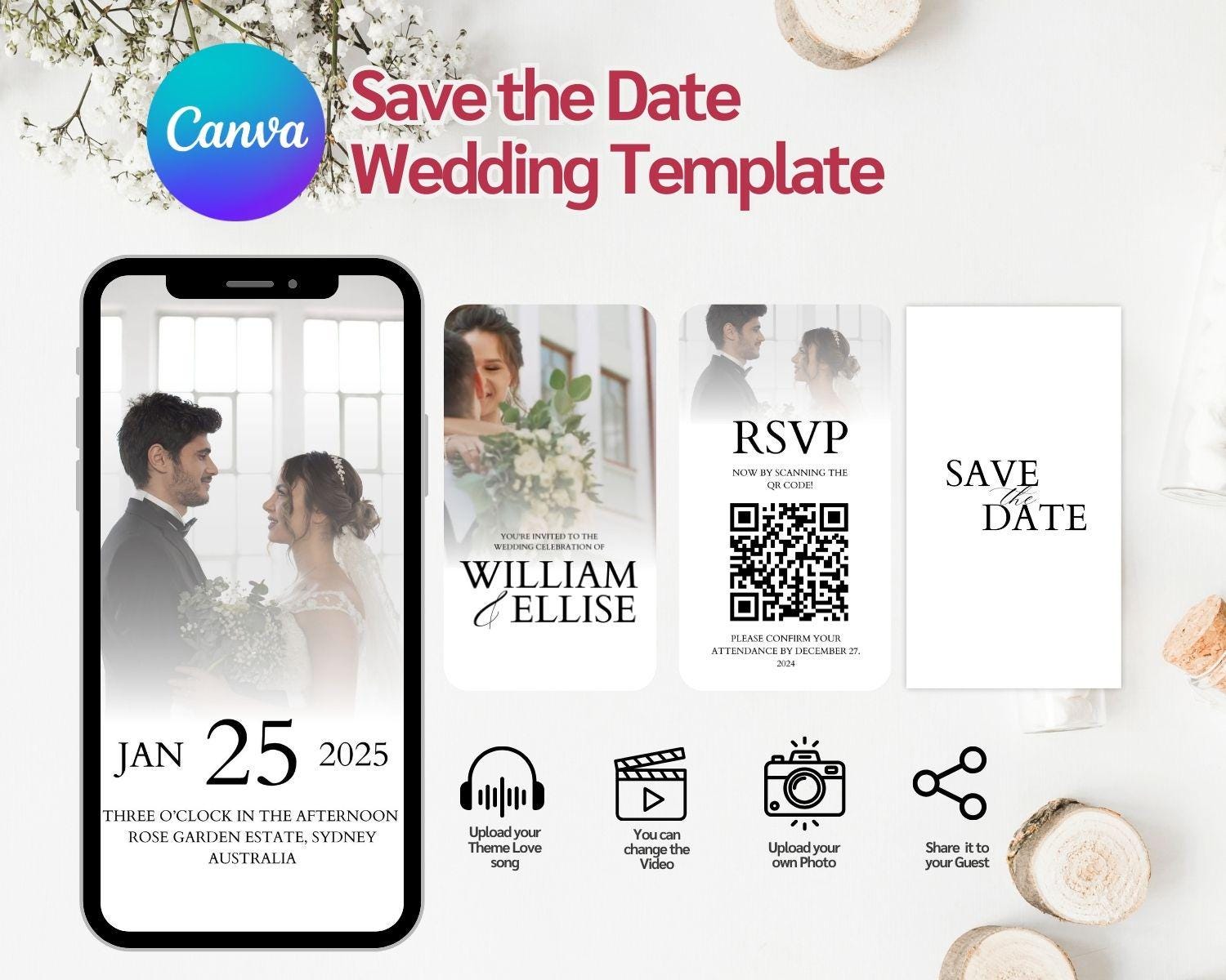 Editable Wedding Video Save the Date Template Animated Wedding ...