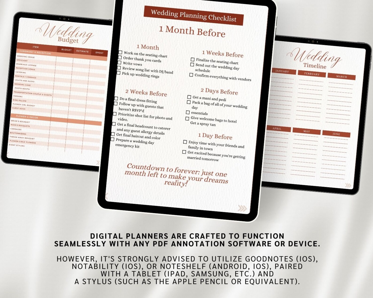 Digital Wedding Planner | Tablet Digital Hyperlinked Wedding Budget ...