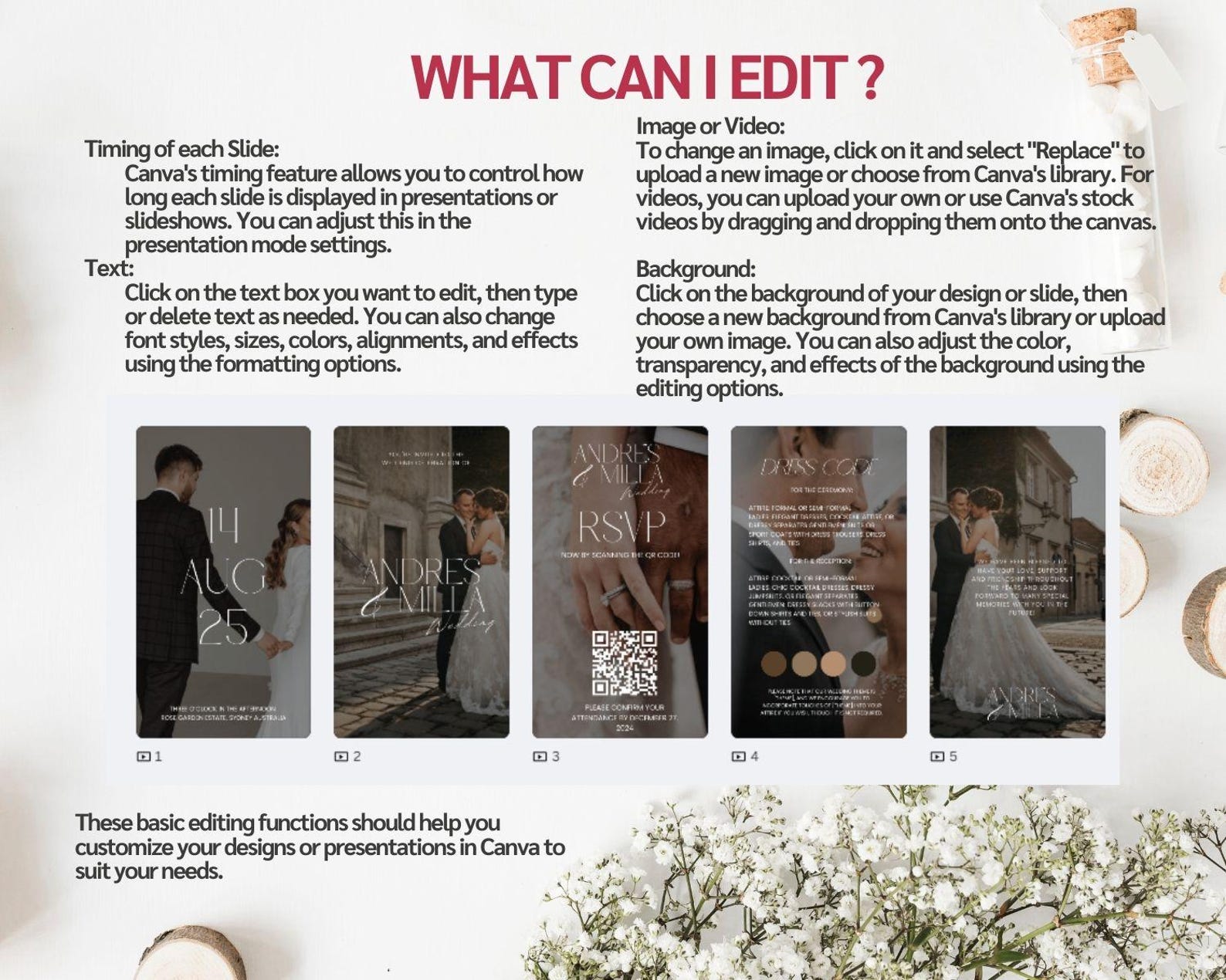 Editable Wedding Video Template Canva Save the Date Template Animated ...