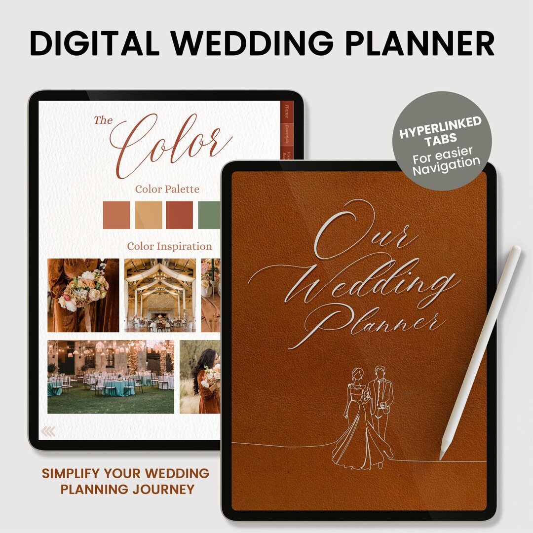 Digital Wedding Planner Tablet Digital Hyperlinked Wedding Budget Template Planner Organizer ...