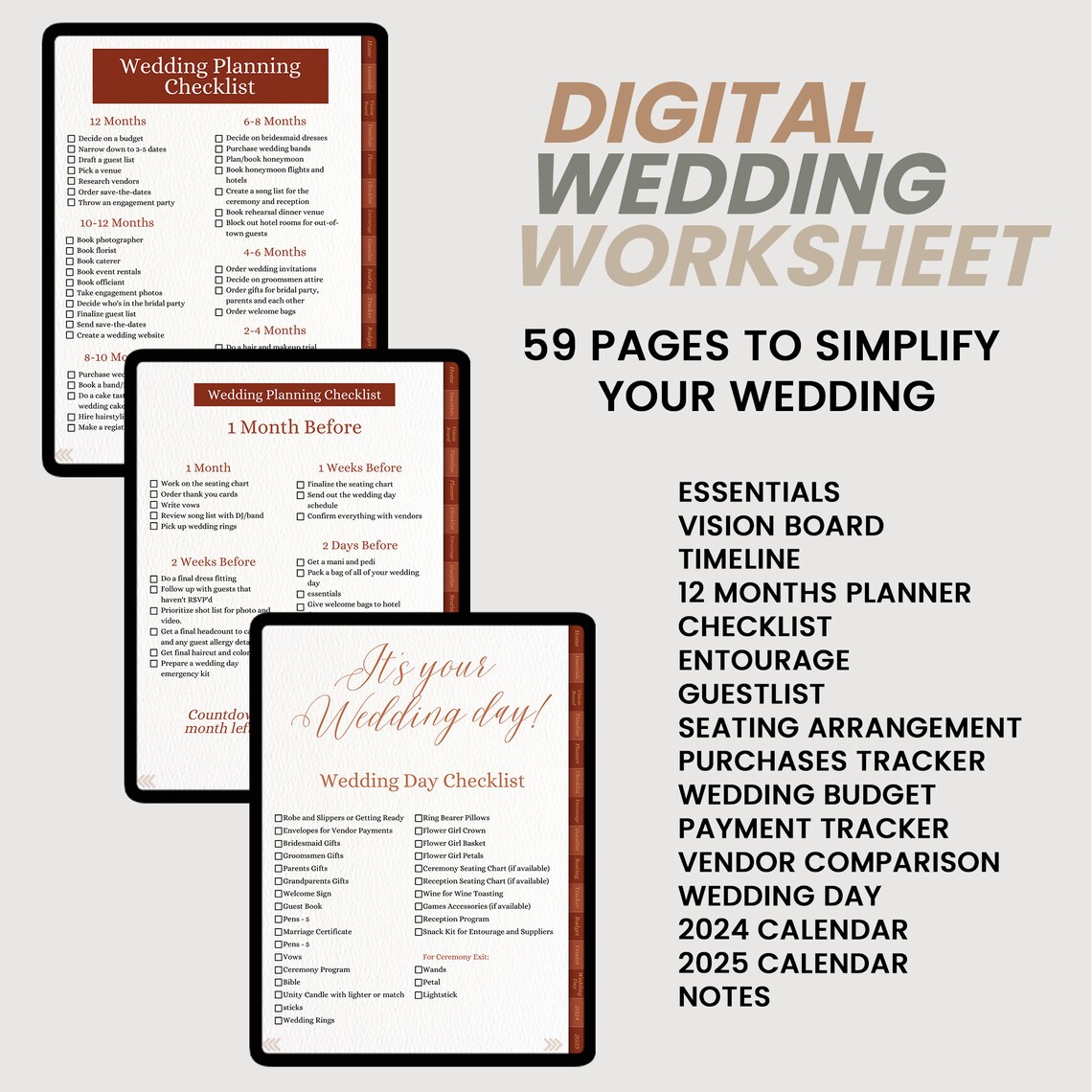 Digital Wedding Planner Tablet Digital Hyperlinked Wedding Budget ...