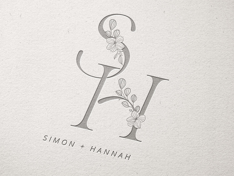 Modern Wedding Monogram, Premade Logo Design, Wedding Couple Logo ...
