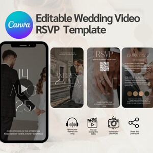 Editable Wedding Video Template Canva Save the Date Template Animated ...