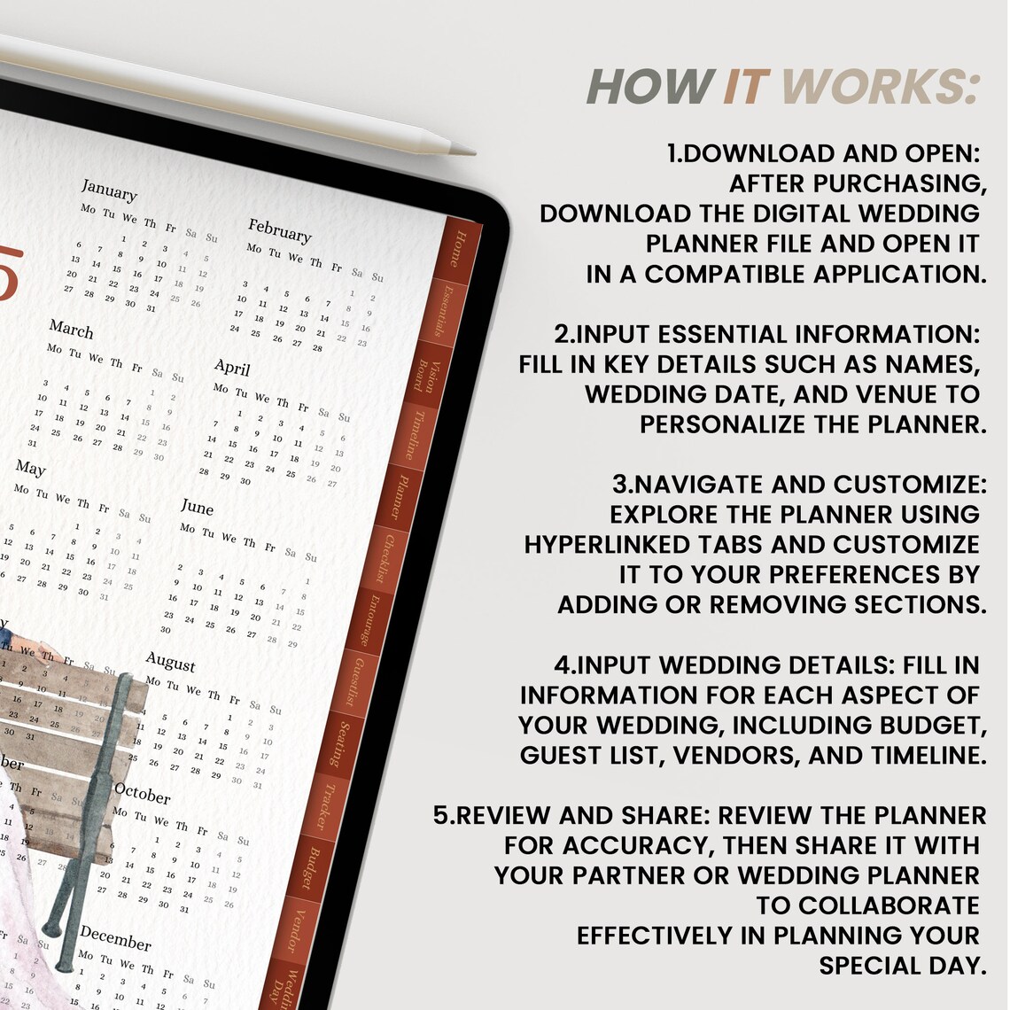 Digital Wedding Planner Tablet Digital Hyperlinked Wedding Budget Template Planner Organizer ...