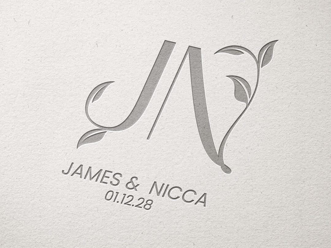 DIY Modern Wedding Monogram, Leaf Initials Logo, Wedding Logo Design ...