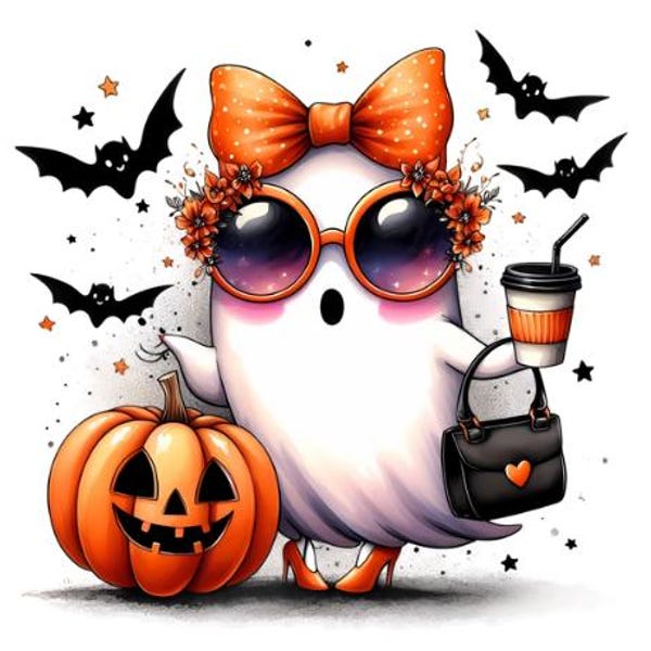 Funny Ghost Svg, Cute Ghost Drinking, Drink Fall Halloween Graphic ...