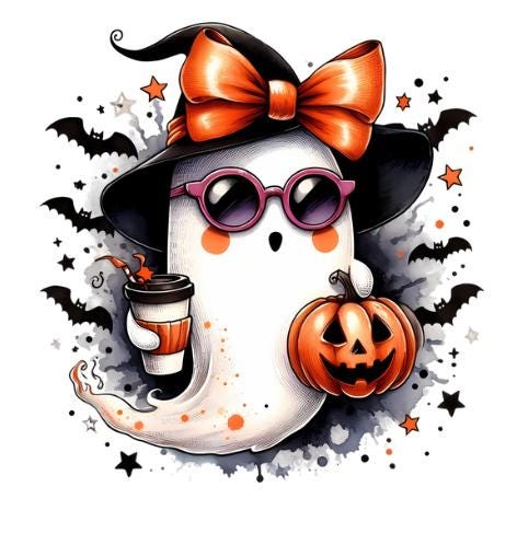 Funny Ghost Svg, Cute Ghost Drinking, Drink Fall Halloween Graphic ...