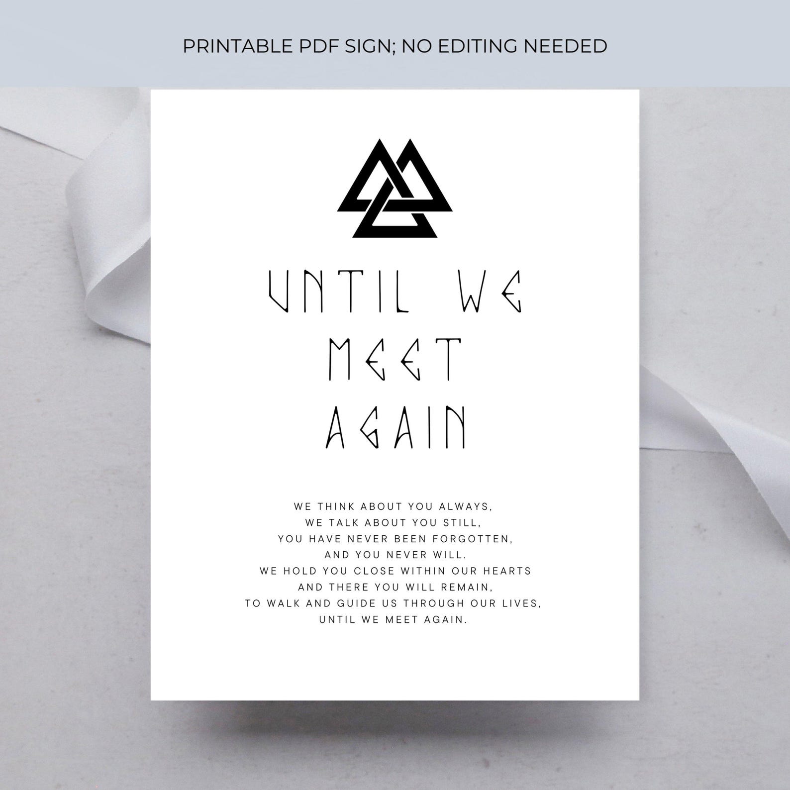 Viking Funeral Memorial Table Sign, Poem "until We Meet Again ...