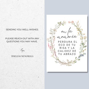 Spanish Funeral Sign, in Memory Poster, Memorial Tribute, Spanish ...
