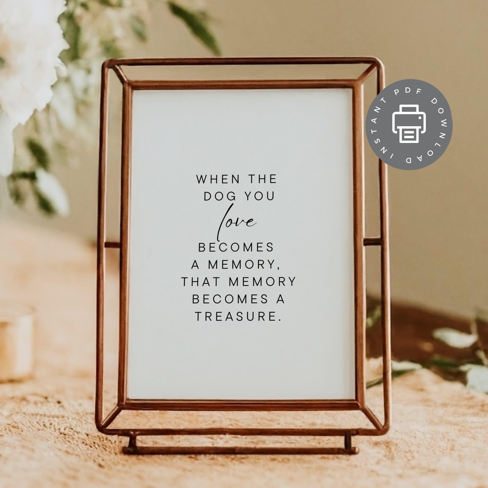 Pet Sympathy Card, Loss of Dog Memorial Card, Digital Download Gift, in ...