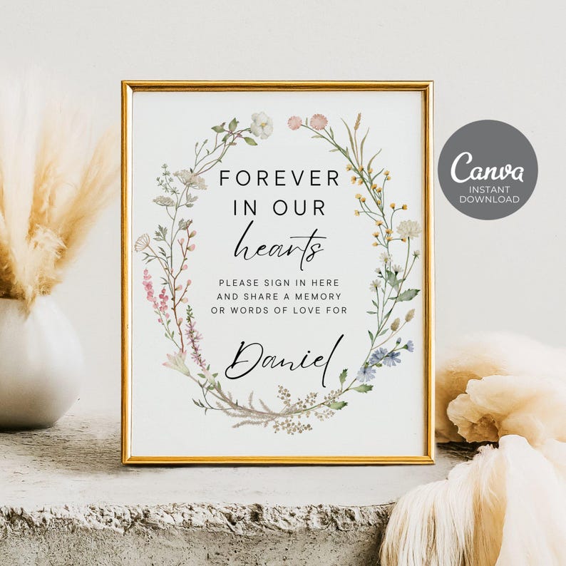 Memorial Table Sign Template, in Loving Memory Sign, Celebration of ...