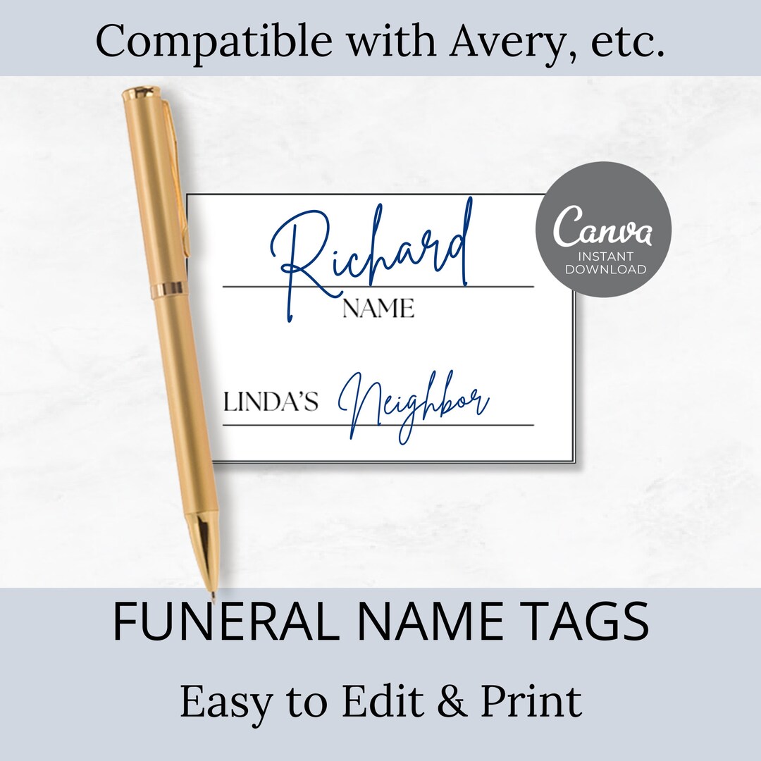 Funeral Name Tags, Celebration of Life Personalized Name Badge ...