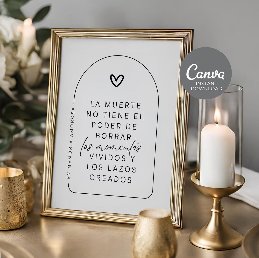 Spanish Funeral Sign Digital, Memorial Printable, Remembrance Art, in ...