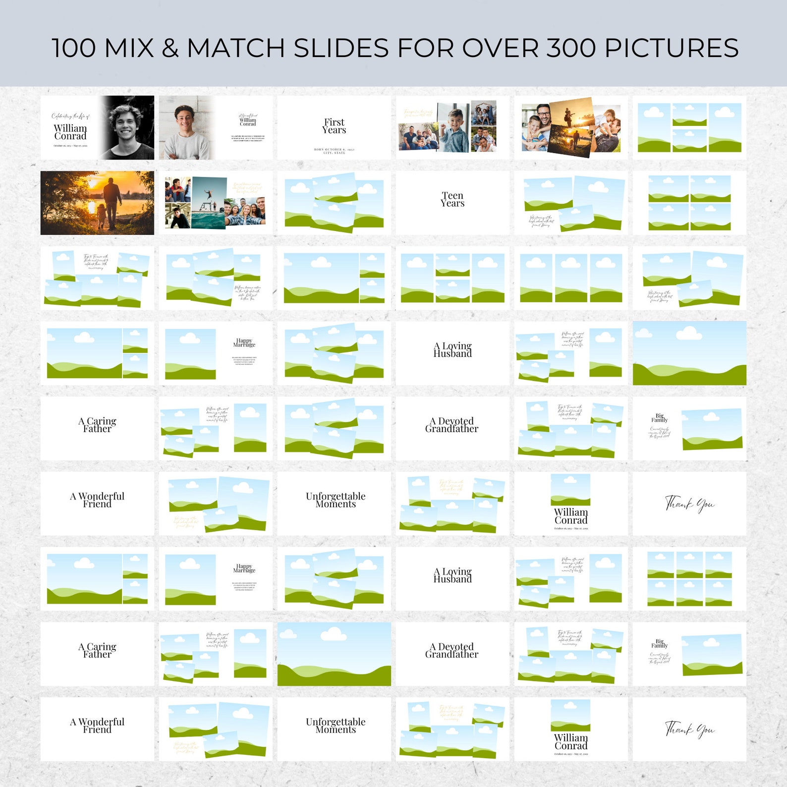 Funeral Slideshow Template, Long Celebration of Life Powerpoint Slide ...