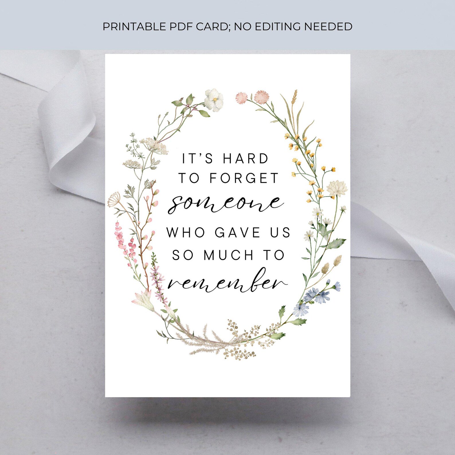 Printable Sympathy Card, Remembrance Digital Card, Condolence Card ...