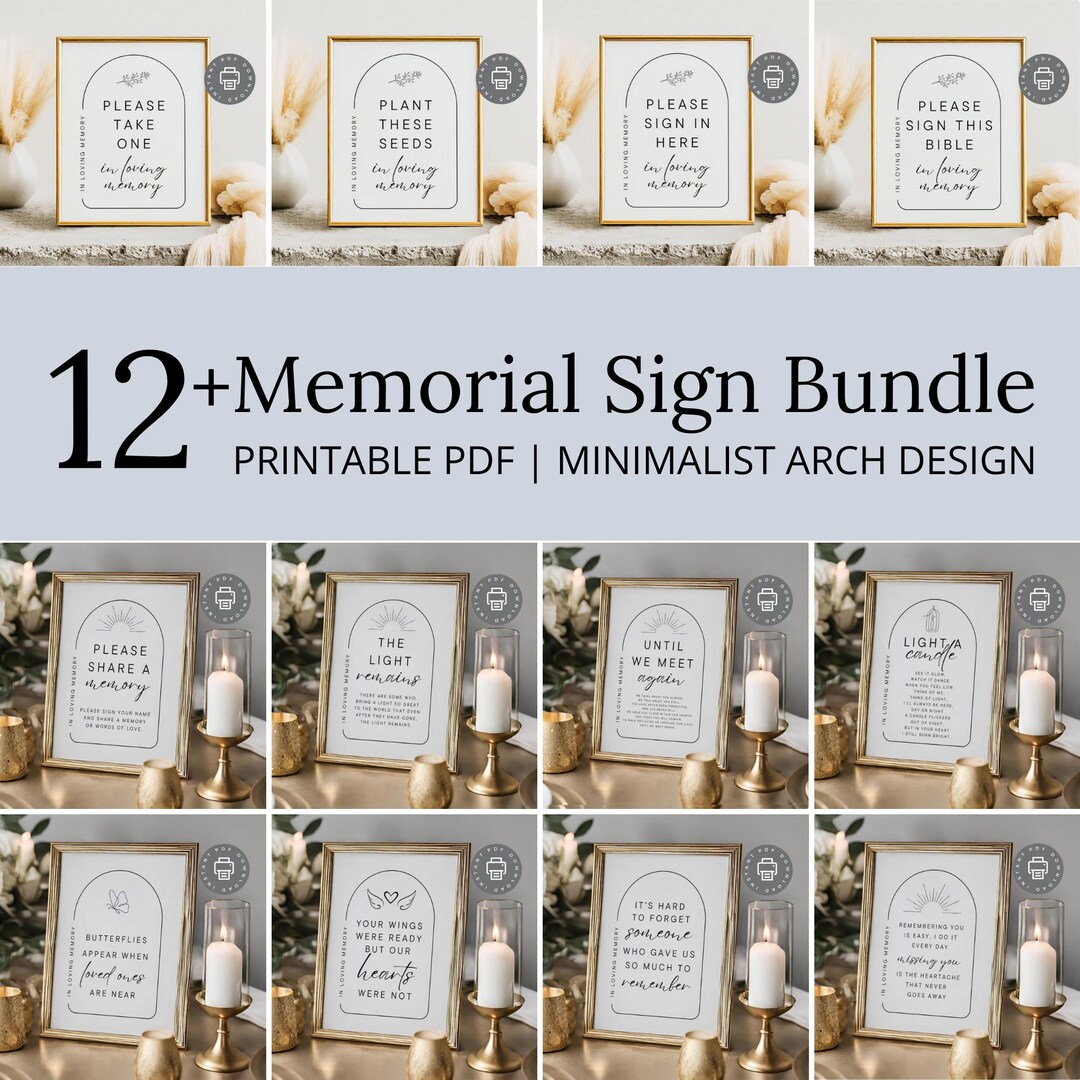 Memorial Sign Bundle, Funeral Poster Pdfs, Celebration of Life ...