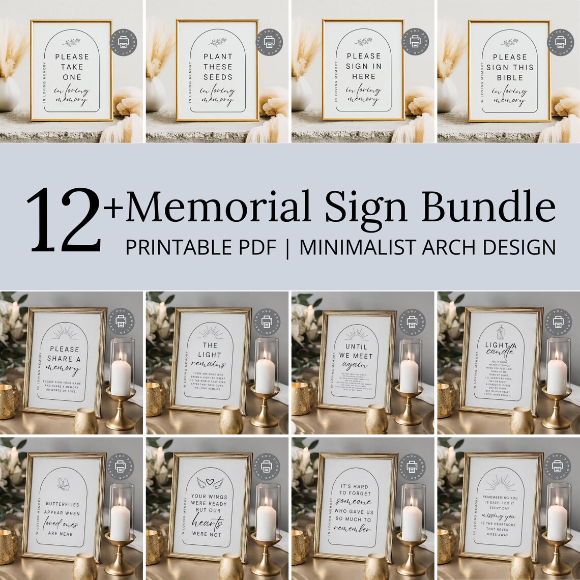 Memorial Sign Bundle, Funeral Poster Pdfs, Celebration of Life ...