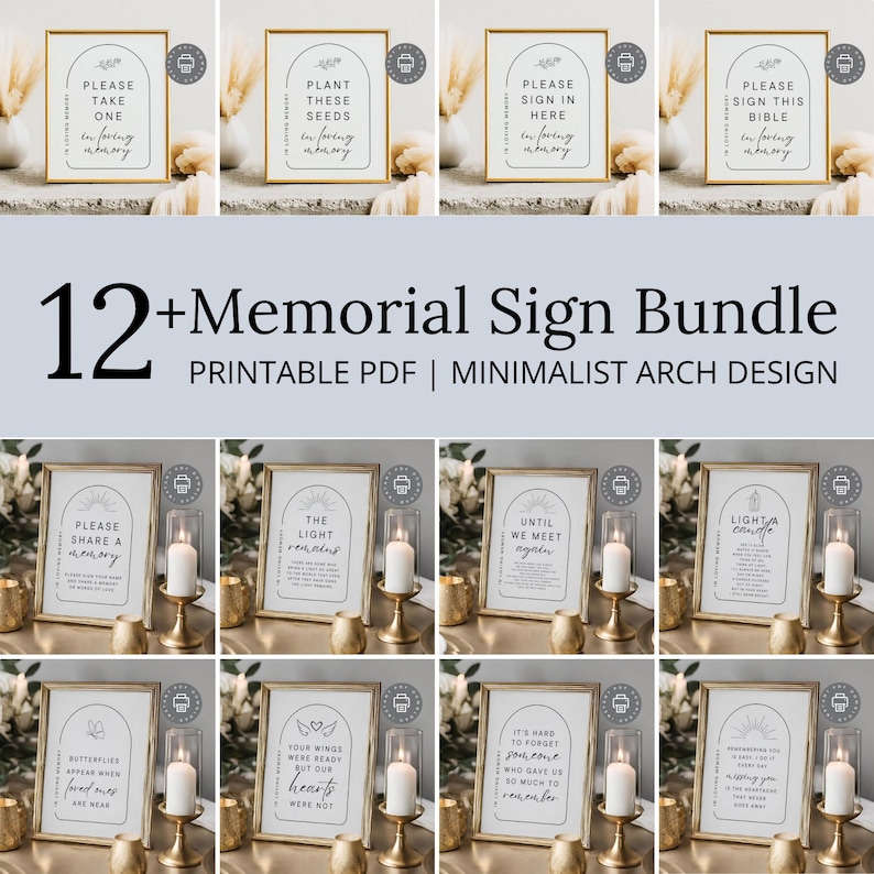 Funeral Sign Bundle, Memorial Poster Pdfs, Celebration of Life ...