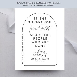 Memorial Table Sign Template, in Loving Memory Sign, Celebration of ...
