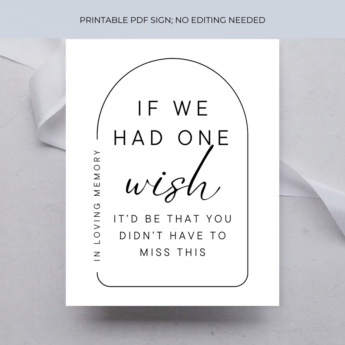 Wedding Memorial Sign, If We Had One Wish PDF, in Loving Memory Poster ...
