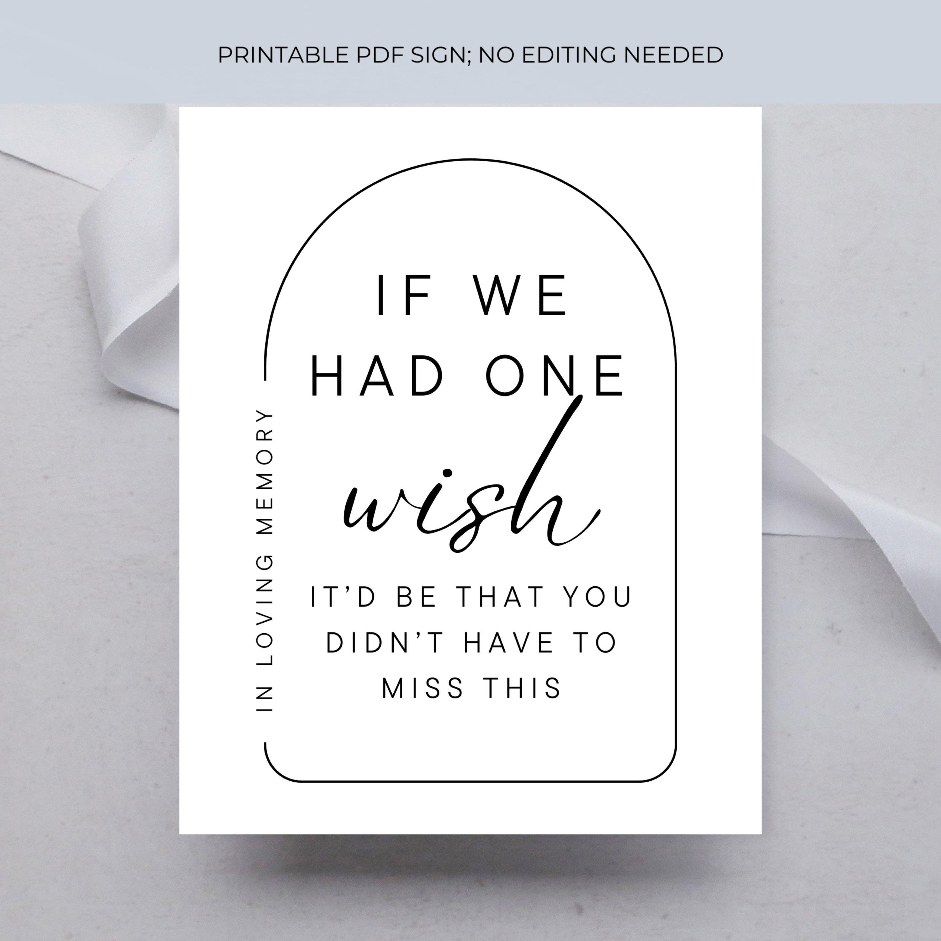 Wedding Memorial Sign, If We Had One Wish PDF, in Loving Memory Poster ...