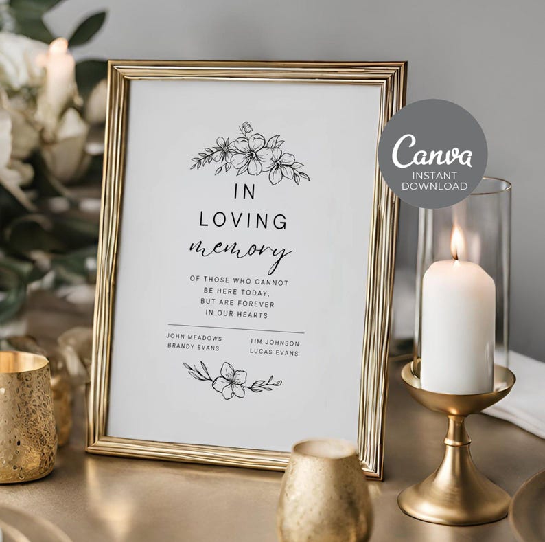 In Loving Memory Wedding Memorial Table Sign Printable Memorial Sign ...