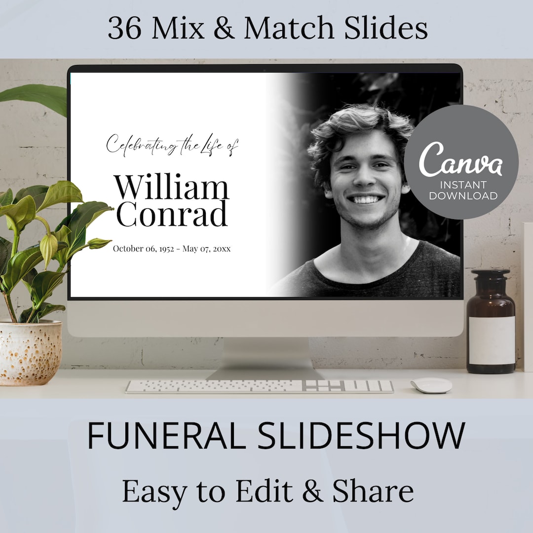 Funeral Slideshow Template, Celebration of Life Powerpoint Slide Deck ...